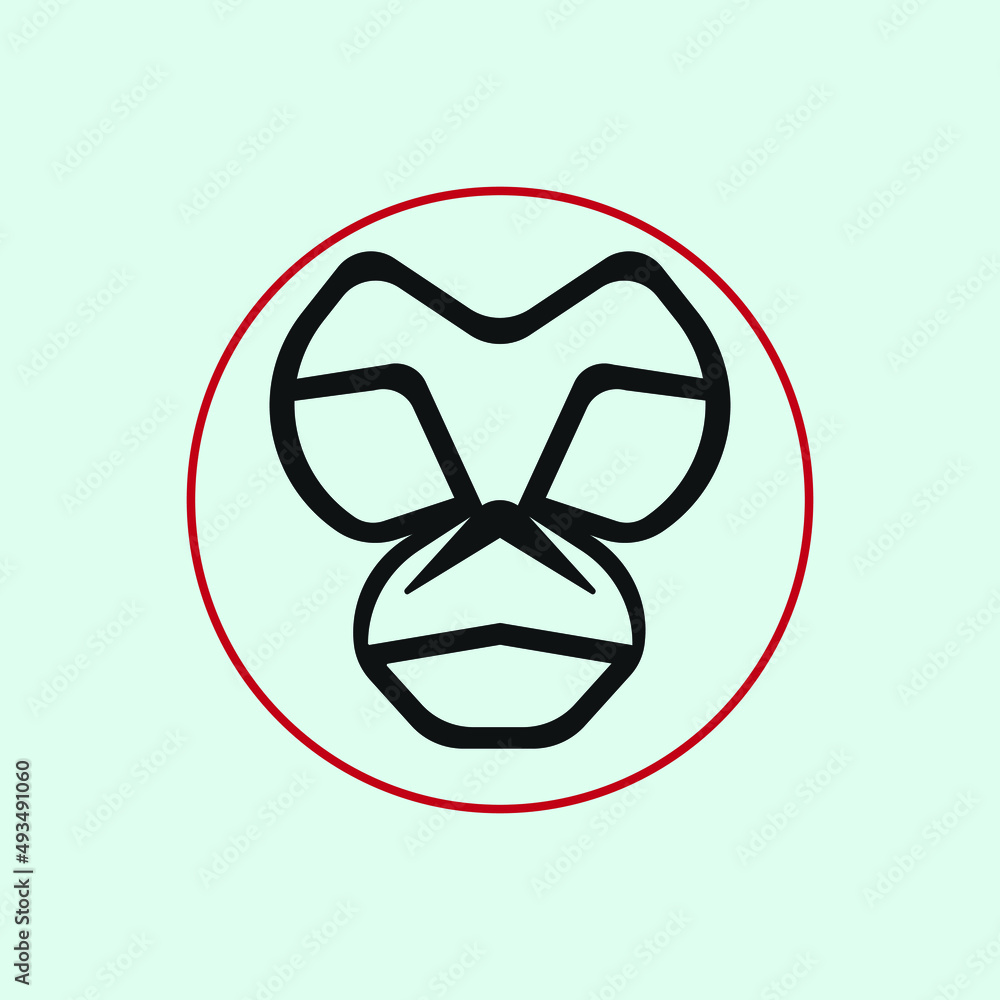 Monkey circle logo design in illustrator. Vector monkey face logo in ...