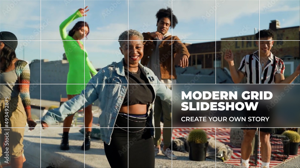 Grid Slideshow Replacement Title Stock Template | Adobe Stock