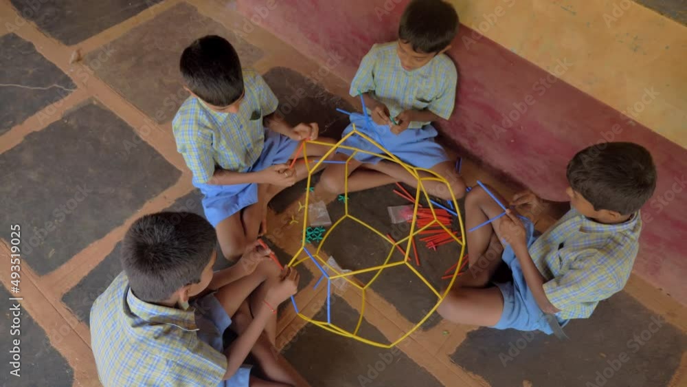 Video „Overhead shot of Indian village school boys wearing uniforms ...