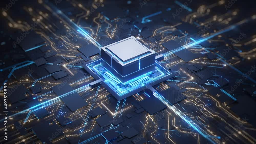 Concept animation shows the process of turning on the CPU in the ...