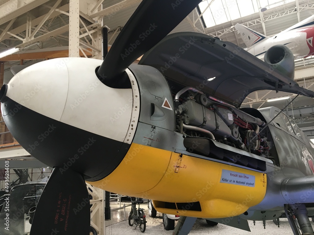 Engine of a German Me BF 109 Messerschmitt fighter plane from world war ...