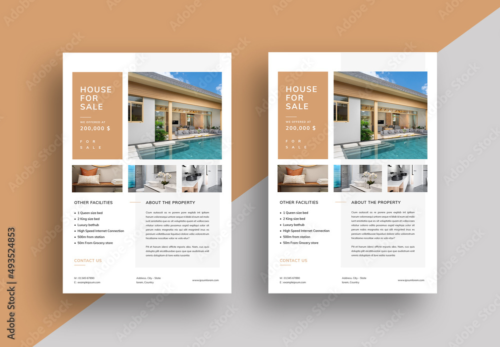 Home for Sale Flyer Layout Stock Template | Adobe Stock