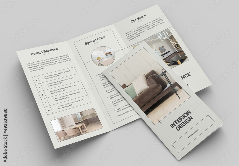 Interior Design Trifold Brochure Layout Stock Template | Adobe Stock