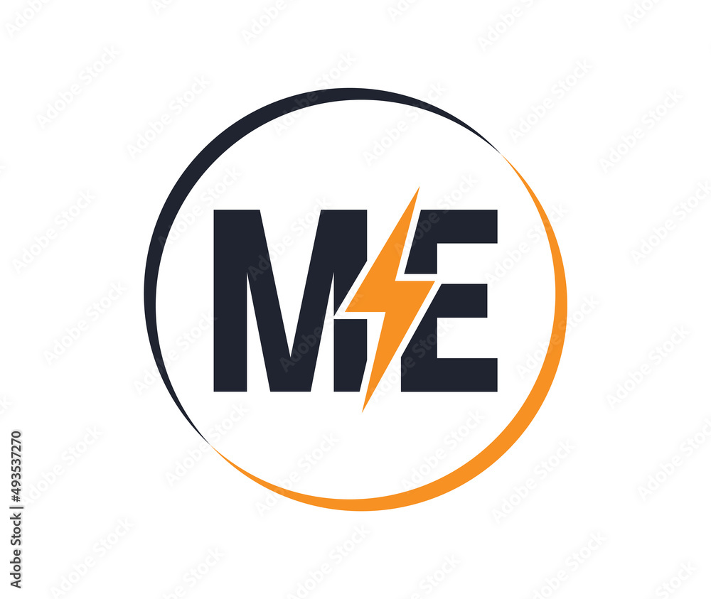 ME Letter Electric logo, Thunder Bolt design logo, Electric Lightening ...