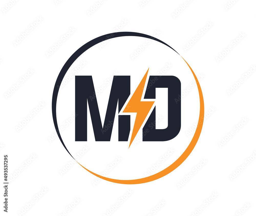 MD Letter Electric logo, Thunder Bolt design logo, Electric Lightening ...