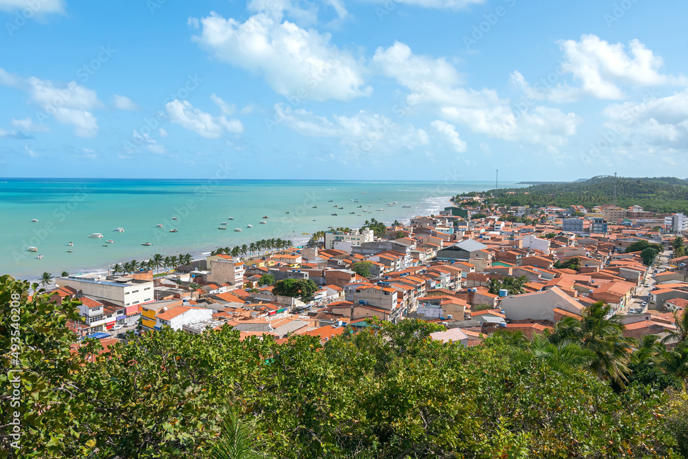 Aerial view of Maragogi, AL, Brazil. Landscape of the city and the ...