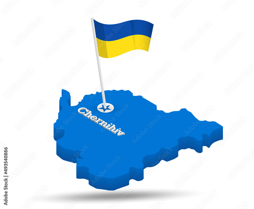 Poster Chernihiv region map with Ukrainian flag – Wall Art | UkPosters