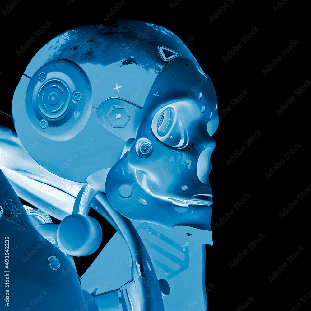 skull bot id profile portrait in a white background side view Stock ...