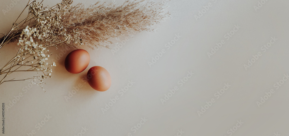 Boho style easter eggs isolated on beige background Stock Photo | Adobe ...