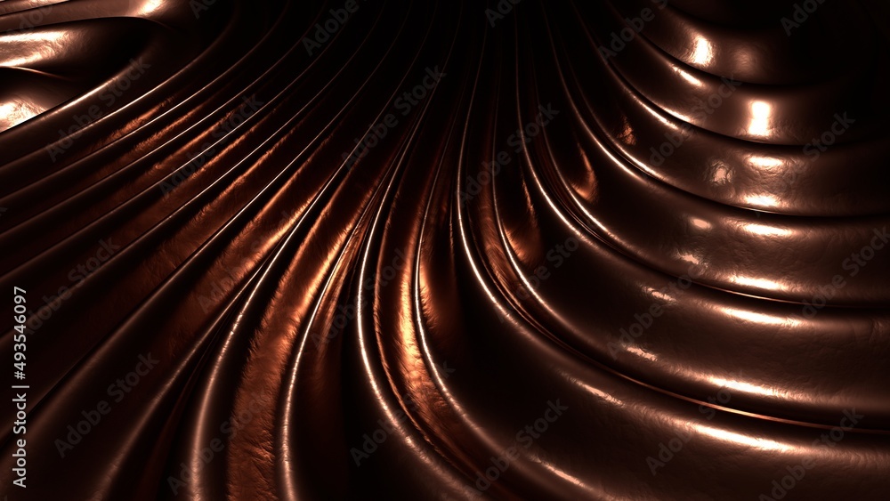Vintage copper wavy backdrop. Abstract high quality CG texture. 3D ...