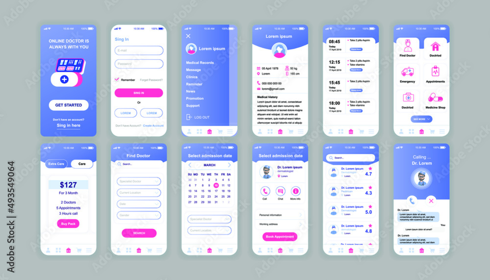 Online account, doctor schedule, appointment, consultation. UI, UX, GUI ...