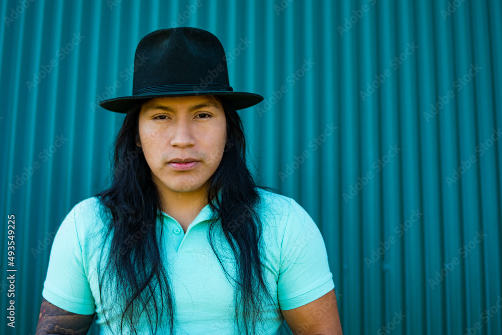 Ecuadorian indigenous man expressing feelings and technology. Stock ...