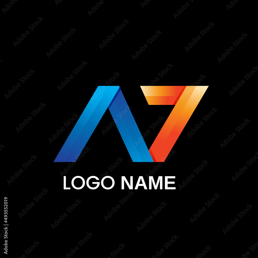 desain vektor A dan 7. logo untuk perusahaan multimedia ilustração do ...