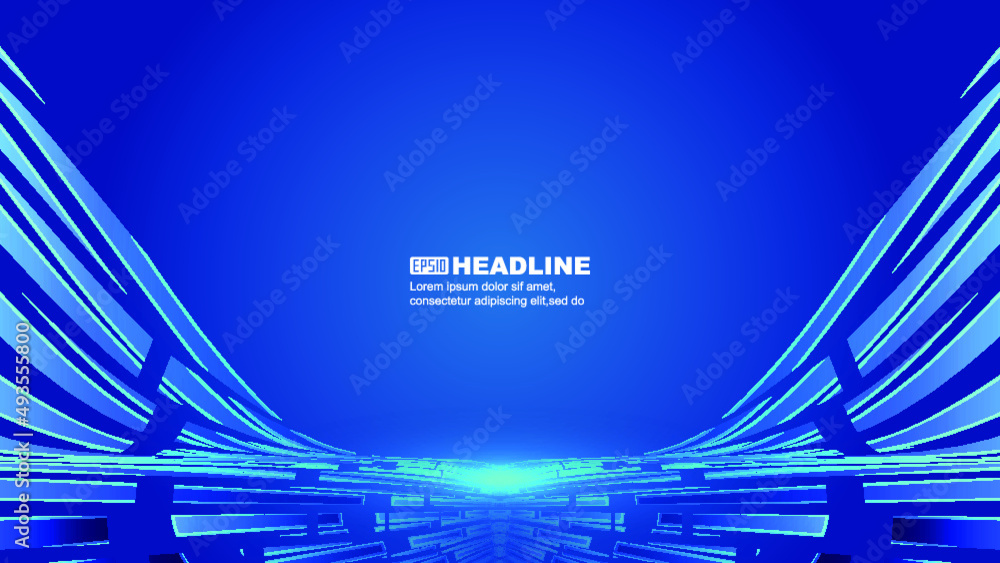 Curved polygons and lines form a background to display a sense of space ...