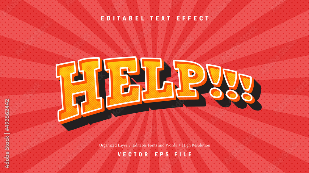 Editable Help Font Design. Alphabet Typography Template Text Effect ...