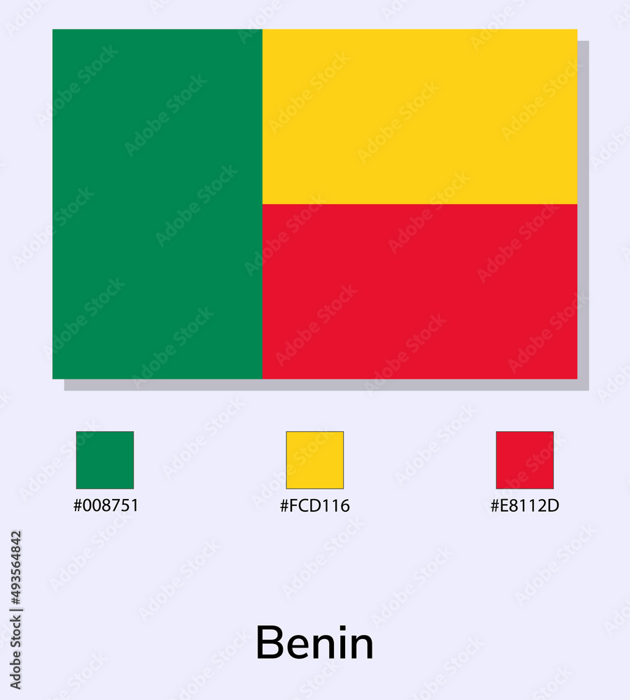 Vector Illustration of Benin flag isolated on light blue background ...