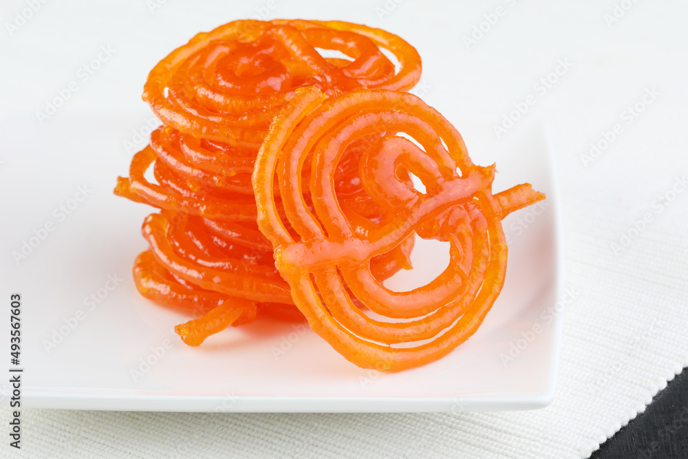 Crispy Sweet Jalebi, Jilapi, zulbia, mushabak or zalabia Stock Photo ...