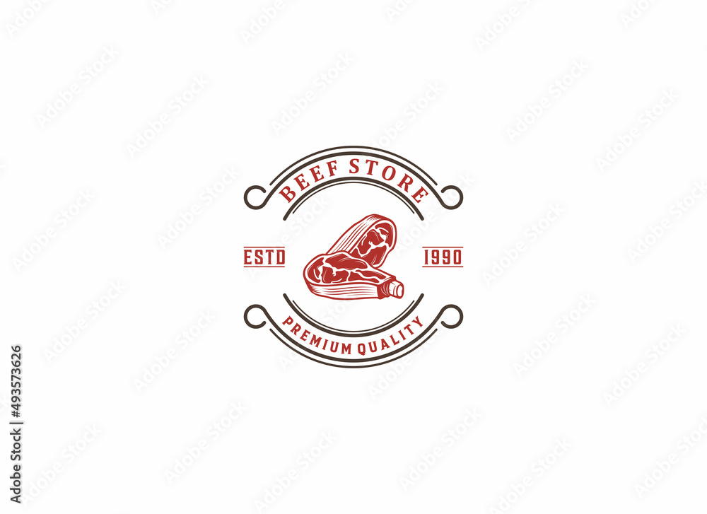 beef shop logo template in white background Stock Vector | Adobe Stock