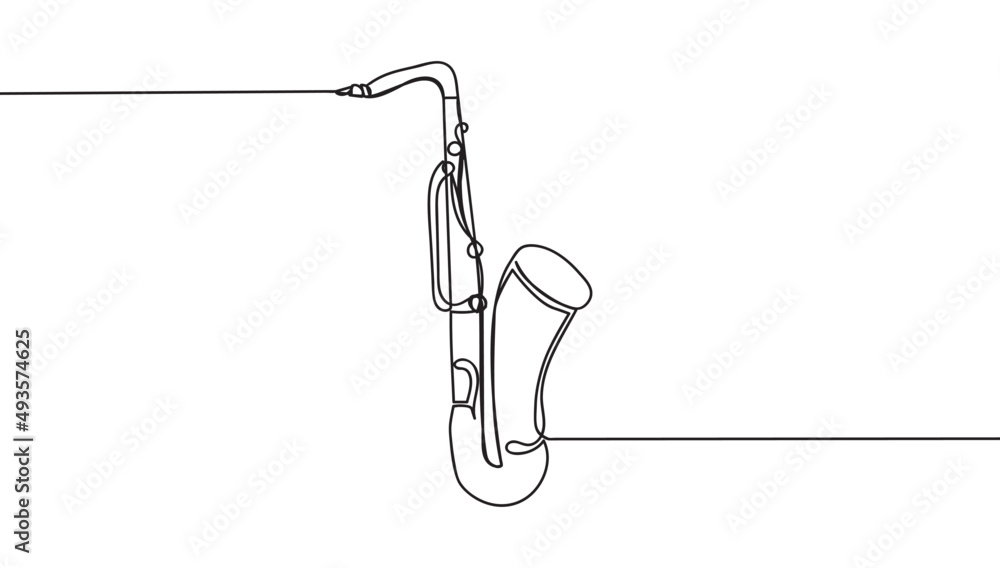 Continuous one line drawing of classical baritone horn music instrument ...