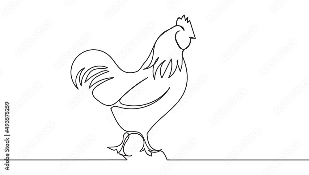 Continuous line drawing of rooster chicken animal Stock Vector | Adobe ...