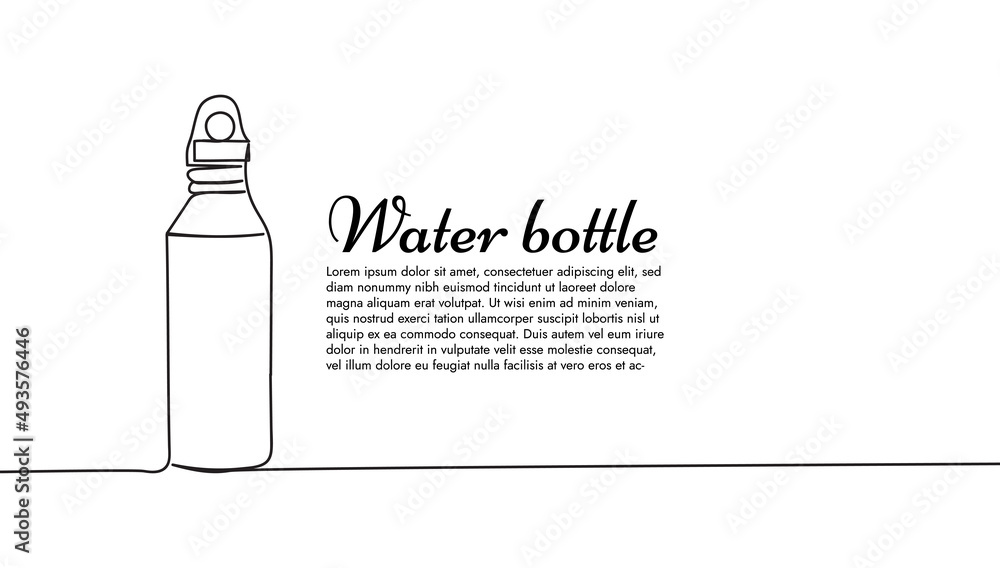 Continuous line drawing of a minimalist bottle drink design Stock ...