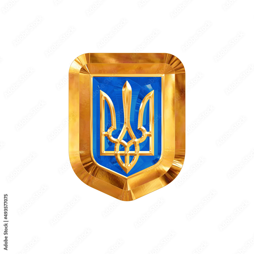 Ukrainian coat of arms. Golden icon with national symbol ukrainian ...