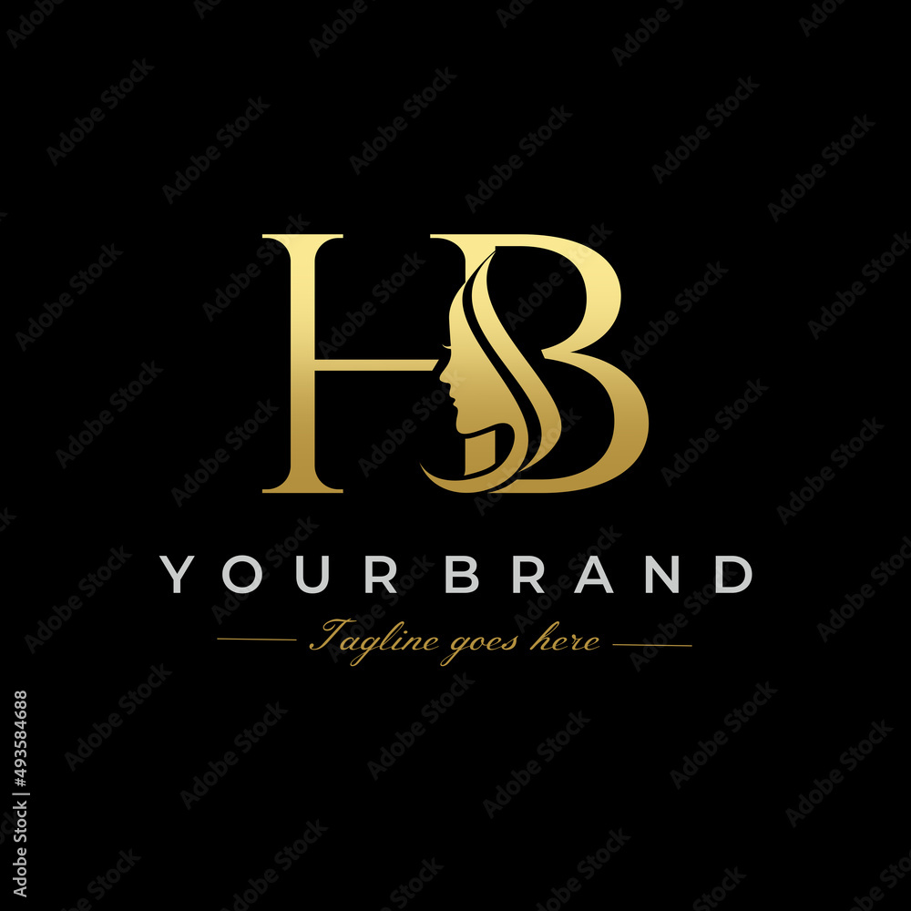 Initial Letter HB Beauty Face Logo Design Vector Stock Vector | Adobe Stock