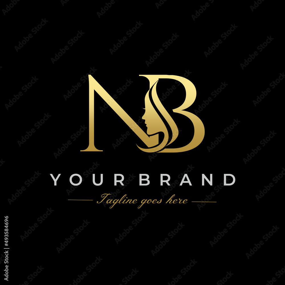 Initial Letter NB Beauty Face Logo Design Vector Stock Vector | Adobe Stock
