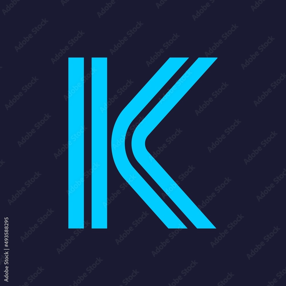 Vector of Modern Alphabet Letters, Parallel lines stylized rounded ...