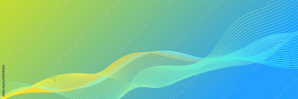 Abstract blue green wave flowing banner background design. Vector ...