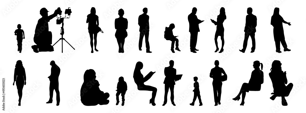 Vector silhouettes, Outline silhouettes of people, Contour drawing ...