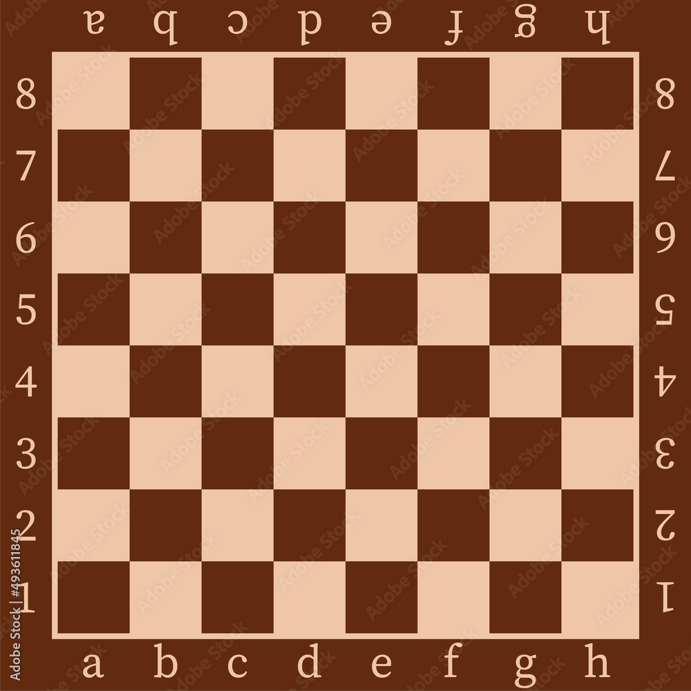 Chess board design template. Brown wooden chessboard background with ...