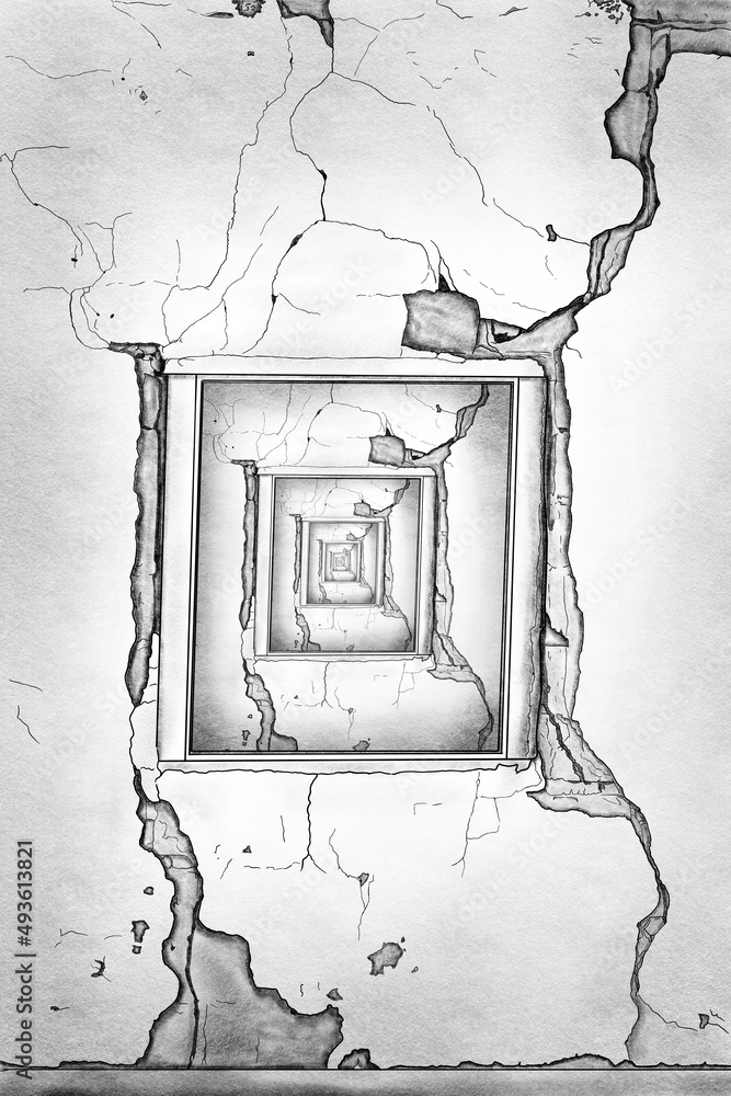 Boomerang effect. House in ruins. House with ruined walls. Wars around ...