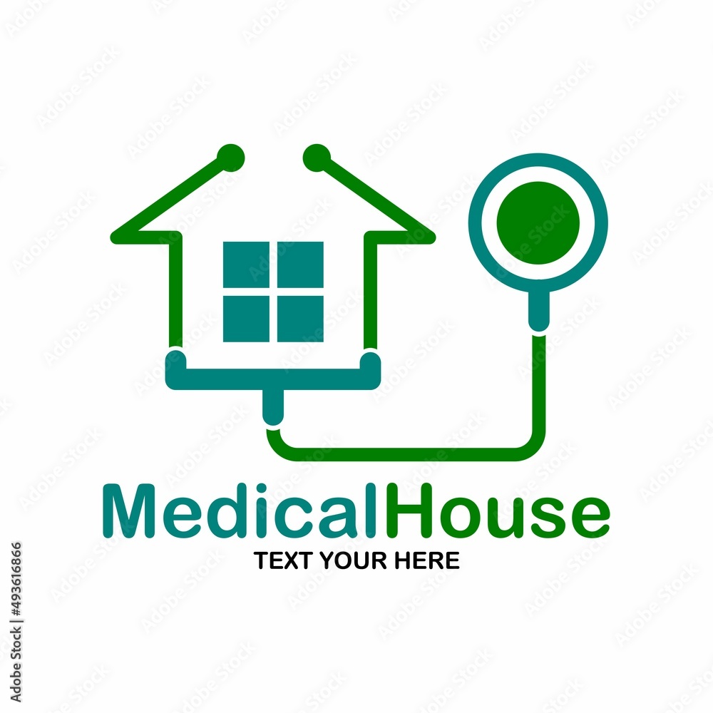 Medical House or clinic vector logo template. This logo with ...