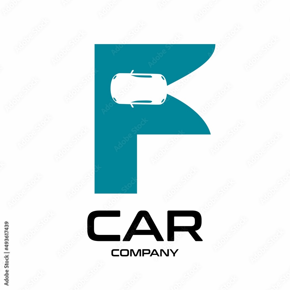 Letter F with car vector logo. This design is modern and suitable for ...