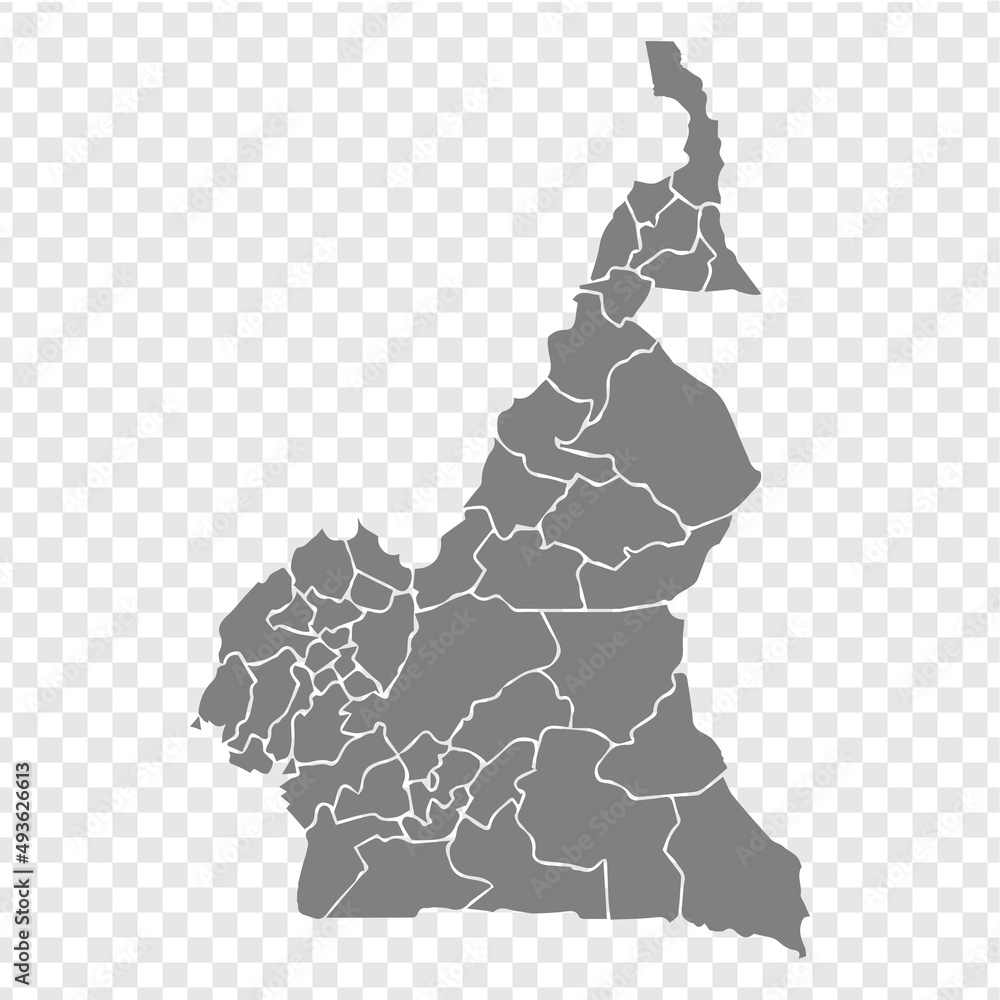 Blank map of Cameroon in gray. Municipalities of Cameroon map. High ...