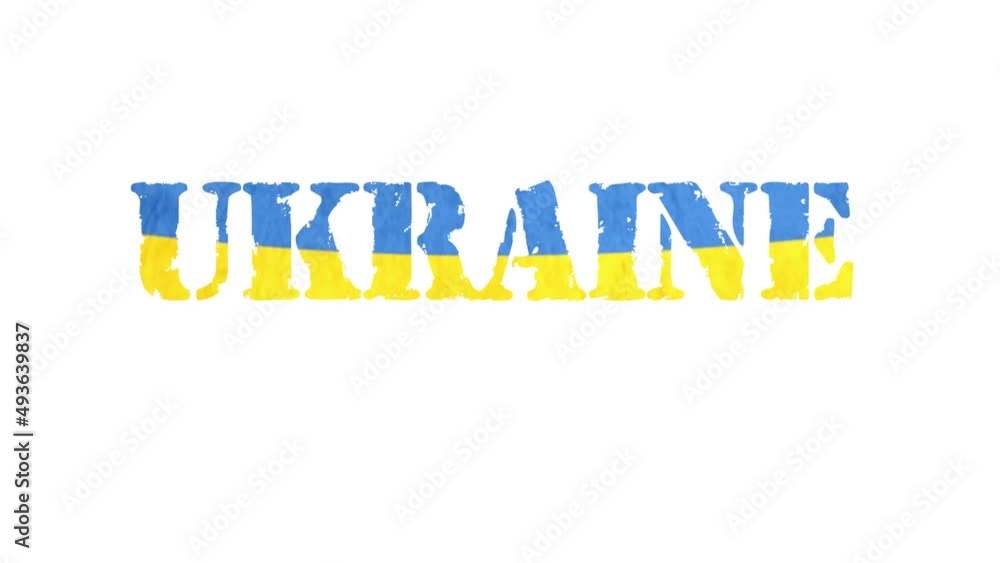 Word UKRAINE with Ukrainian national flag under it, distressed grunge ...