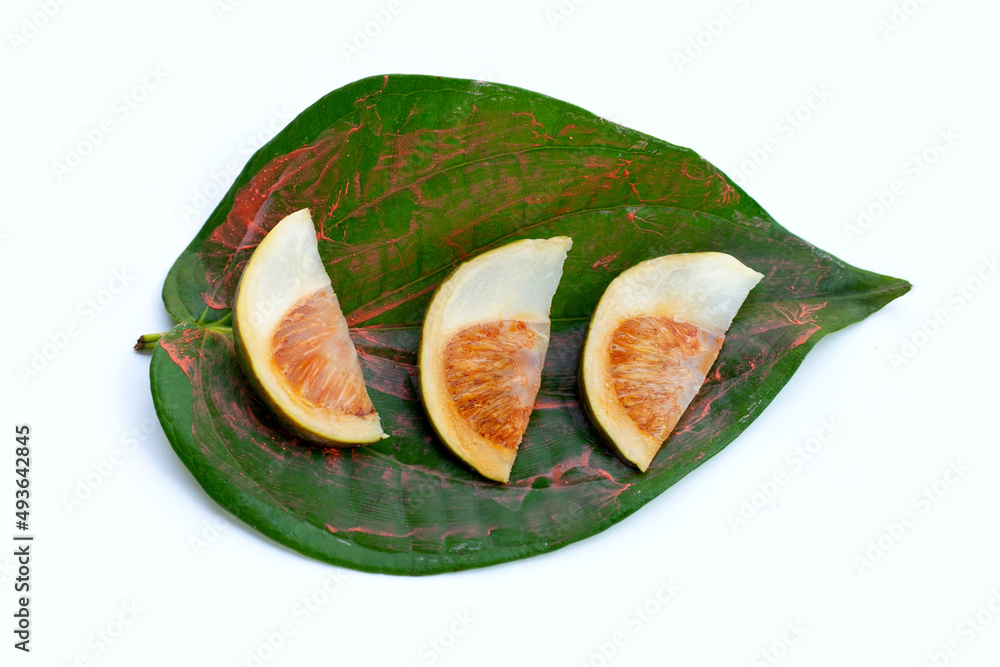 Chewing betel nut, Betel nut with cal lime powder on betel leaves Stock ...