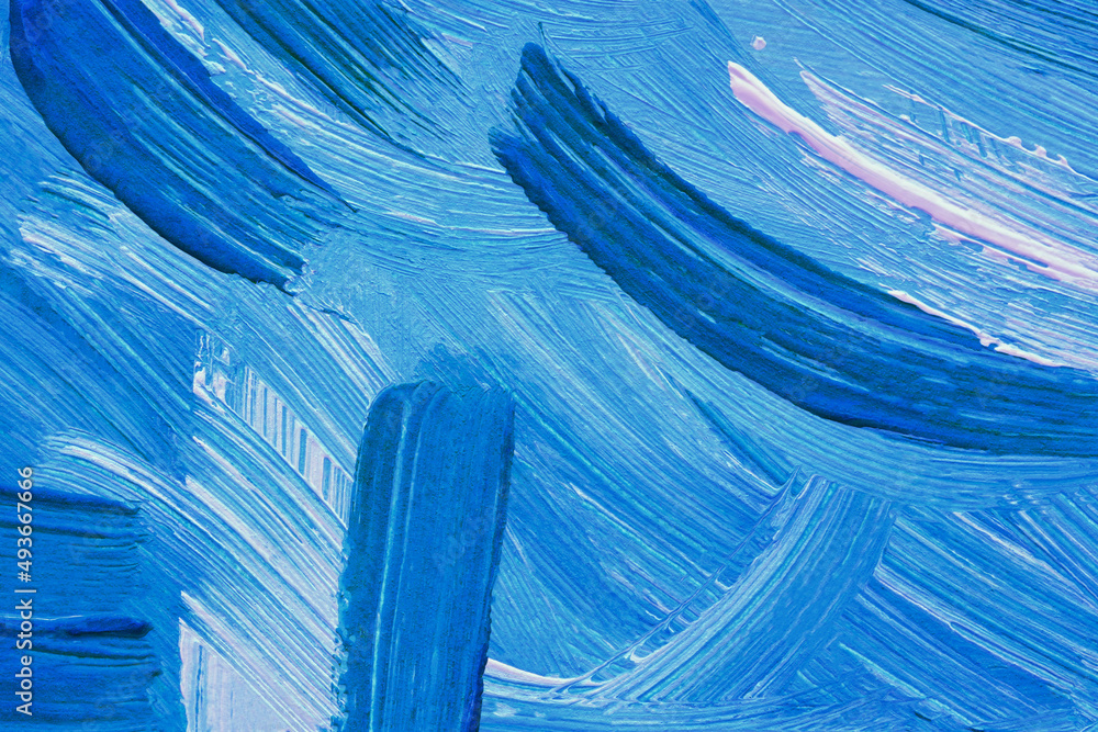 Pinceladas con acrílico color azul. Liezo. Arte abstracto. Fondo con ...