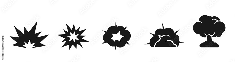 bomb explosion icon set. military, war and blast symbols Stock Vector ...