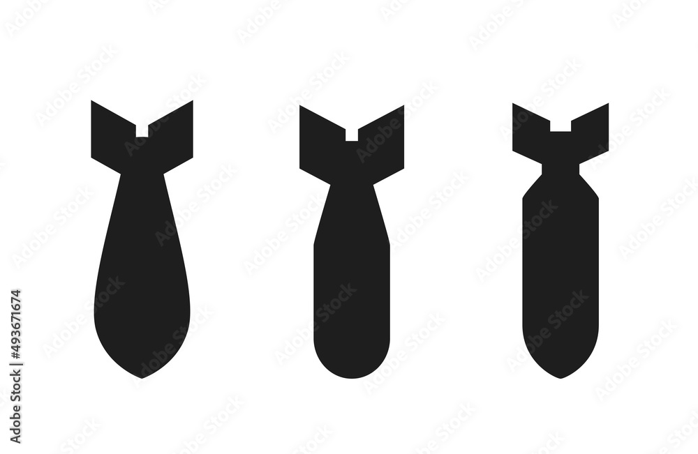 air bomb icon set. war, military and weapon symbol. isolated vector ...