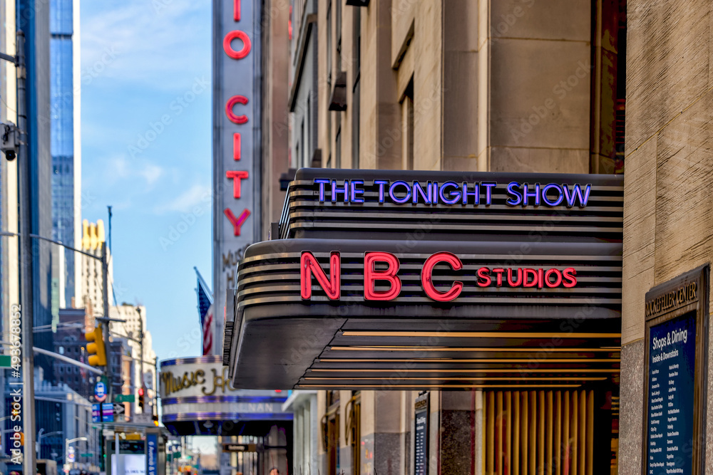 New York, New York - February 15, 2022: Signage outside NBC Studios at ...