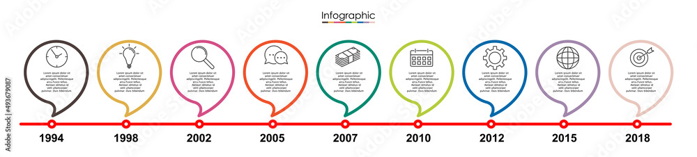 Vector infographic template with nine steps or options. Illustration ...