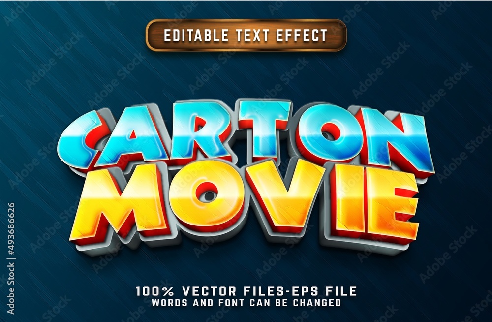cartoon movie 3d cartoon text effect premium vectors Stock Vector ...