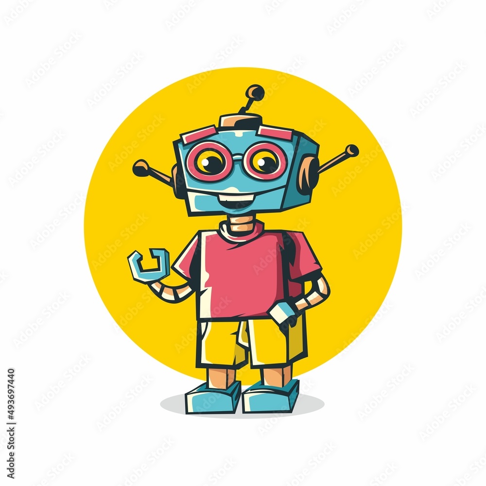 cartoon robot logo in retro style Stock Vector | Adobe Stock