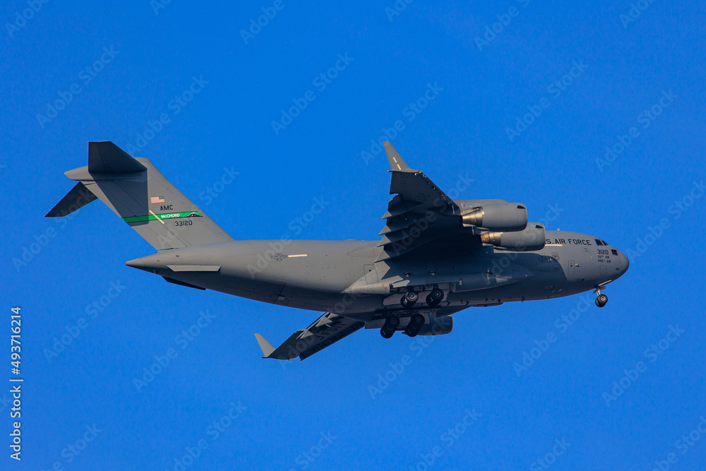 TOKYO, JAPAN - Mar 10, 2022: USAF C-17A Globemaster III military ...
