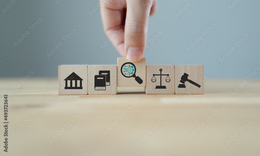 Futuristic technology for justice, law judgement concept. Artificial ...