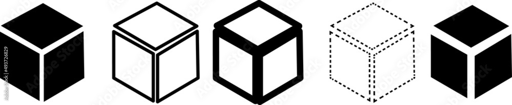 Cube vector icons. Set of Cube symbols on white background. Vector ...