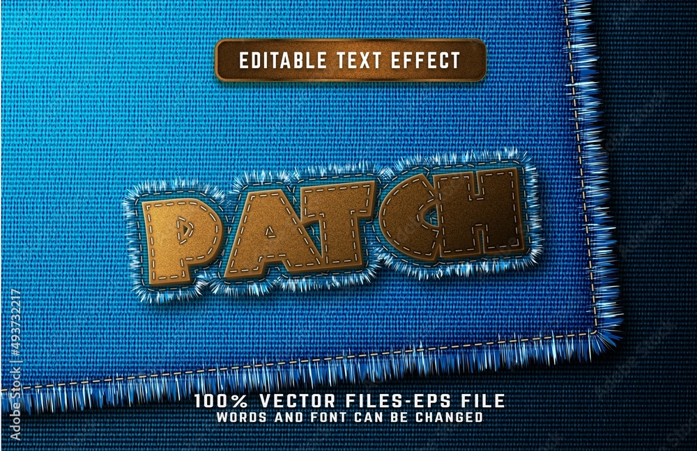 Patch 3d realistic text effect premium vectors Stock Vector | Adobe Stock