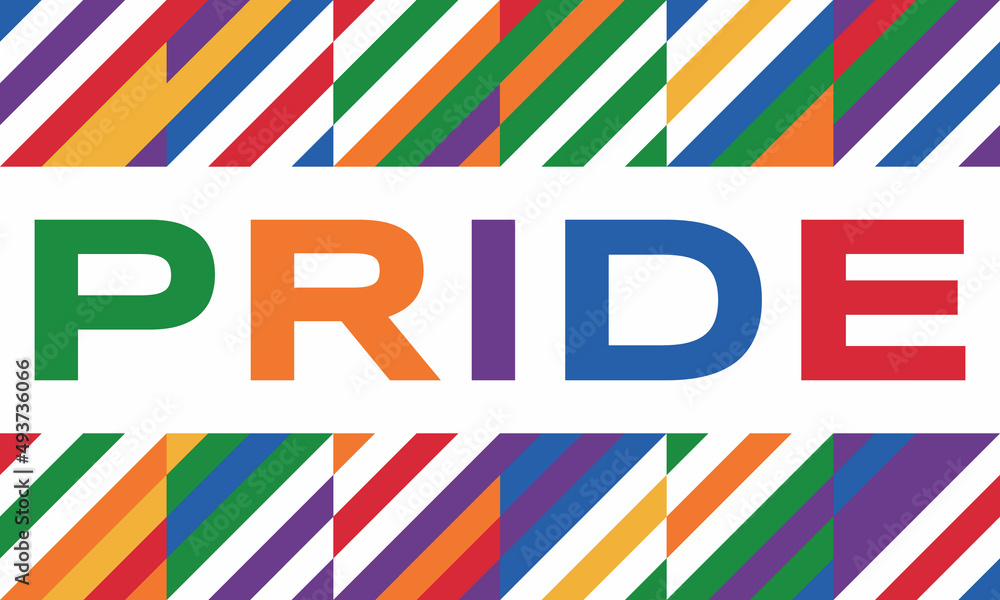 LGBT Pride Month in June. LGBT flag in text. Poster, card, banner ...